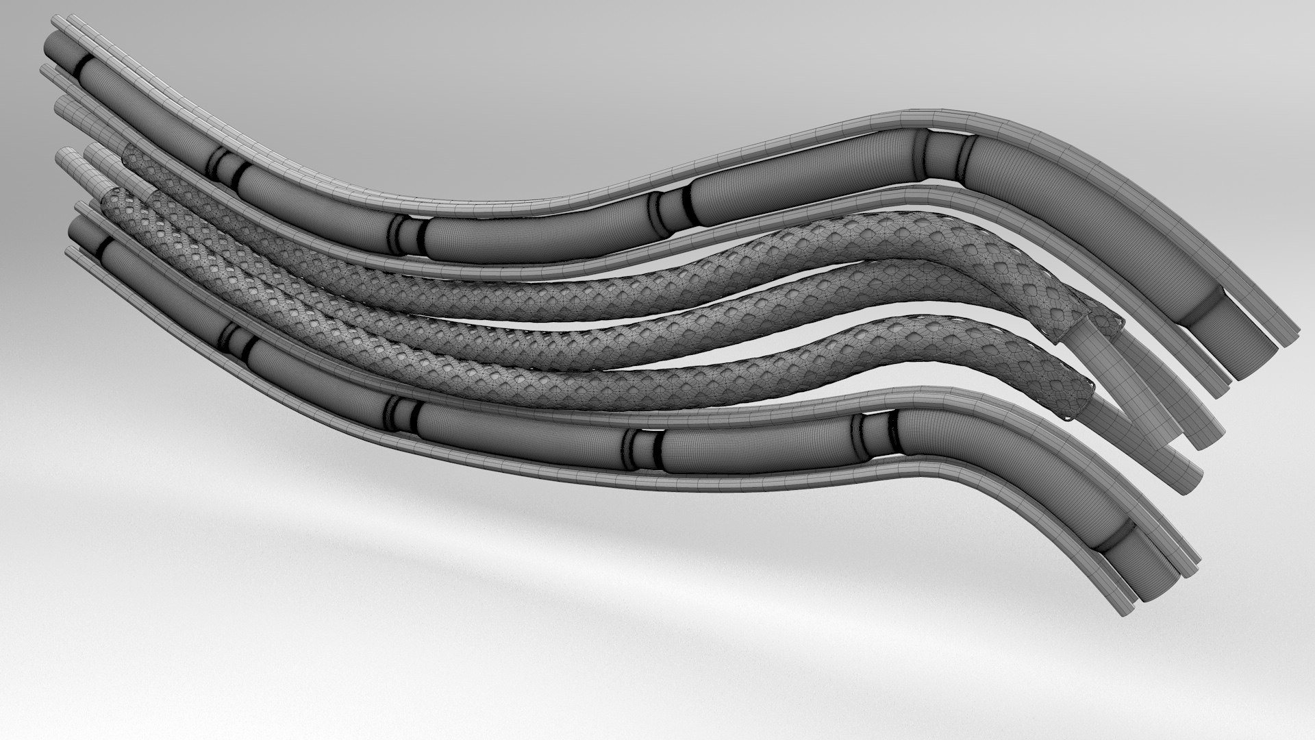 Detailed Cable Set Sci Fi Concept Industrial Construction Model ...
