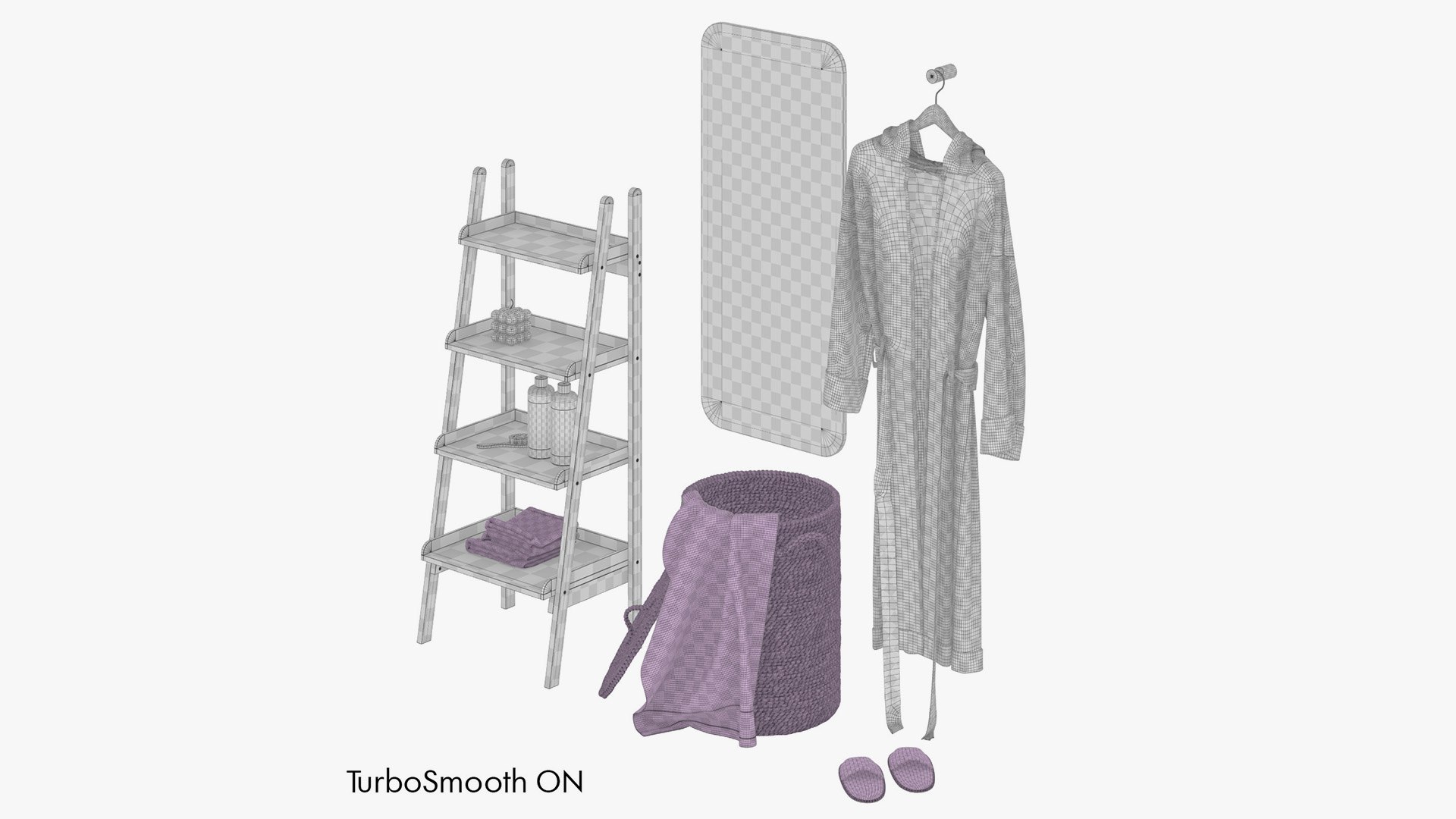 Decorative Bathroom Set With Shelving 3D Model - TurboSquid 2268508