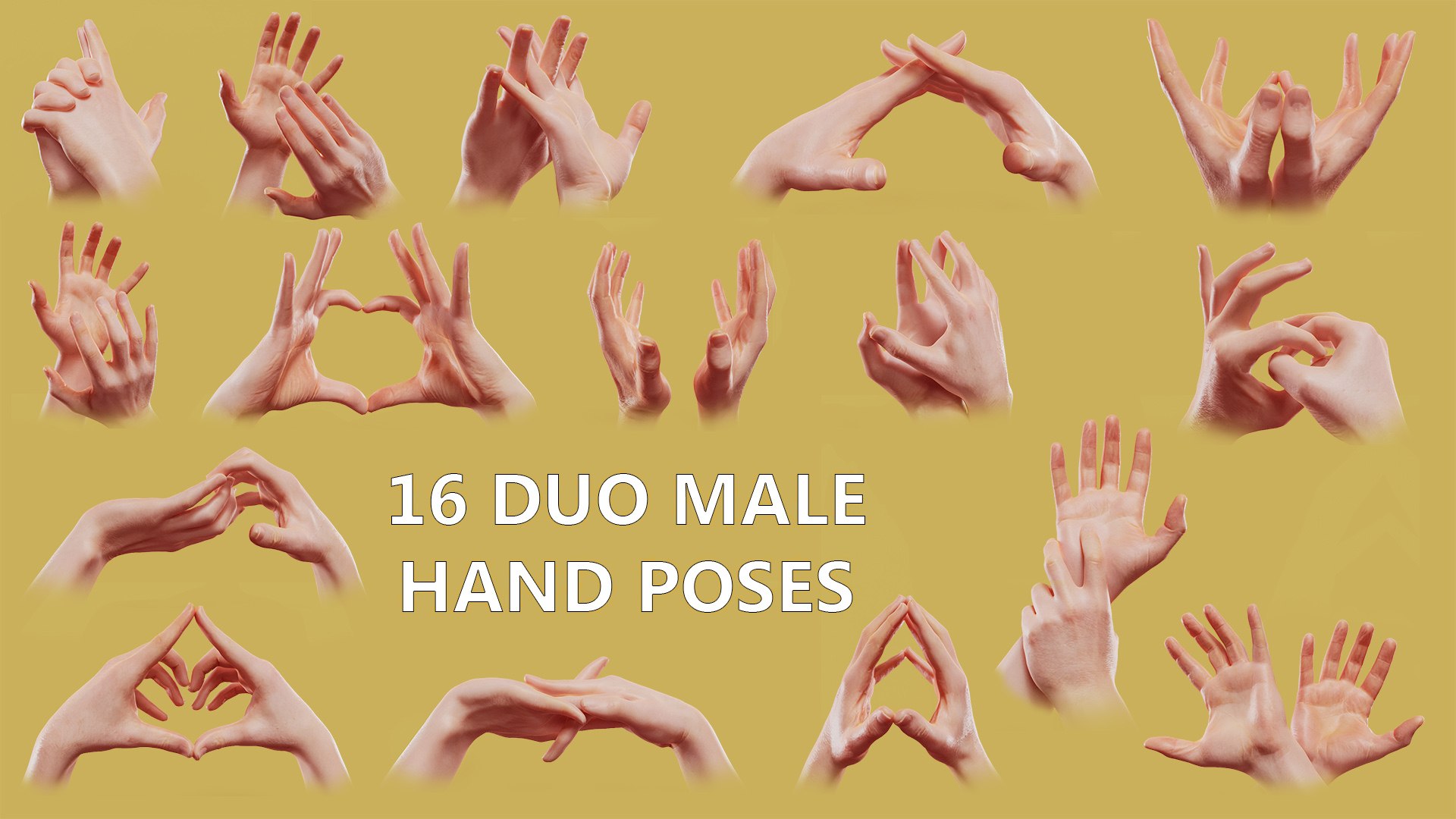 16 Duo Male Posed Hands 3D - TurboSquid 2200541