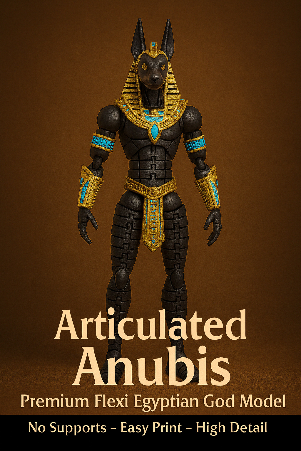 modelo 3d Estatua flexible articulada del dios egipcio Anubis de pie ...