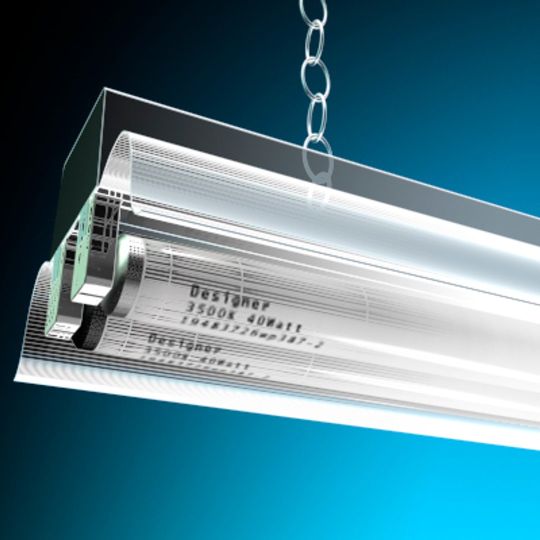 3d Fluorescent Light Fixture Model