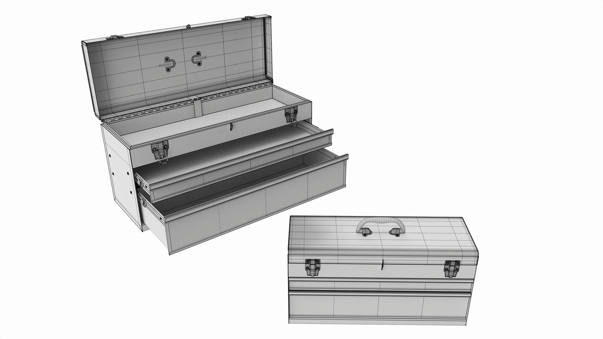 Portable Toolbox Chest With Carrying Handle Set 3D - TurboSquid 2195543