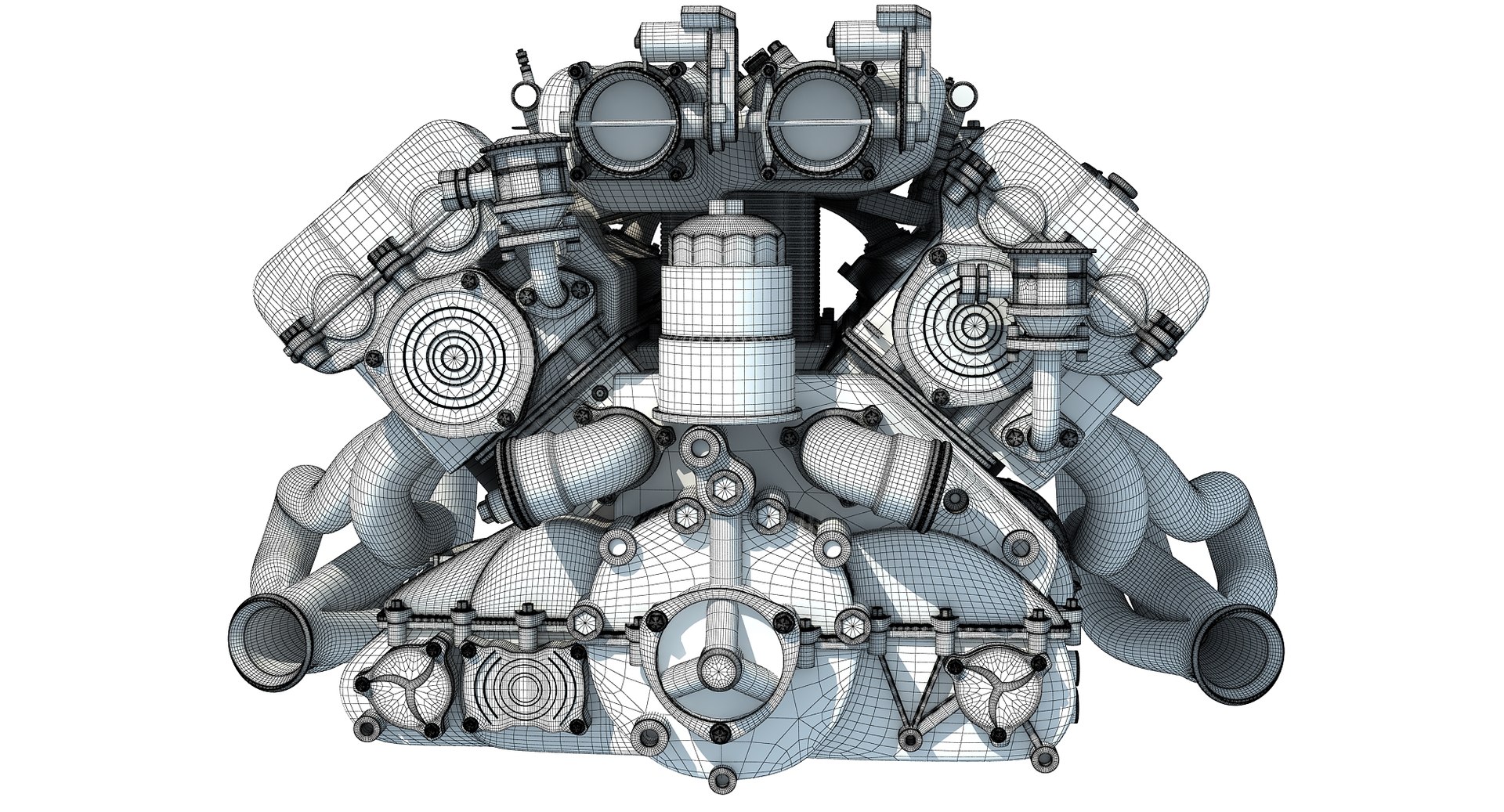 3d V Engine Model