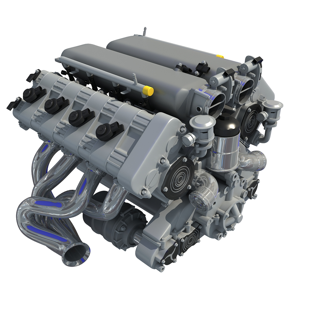 3d V Engine Model