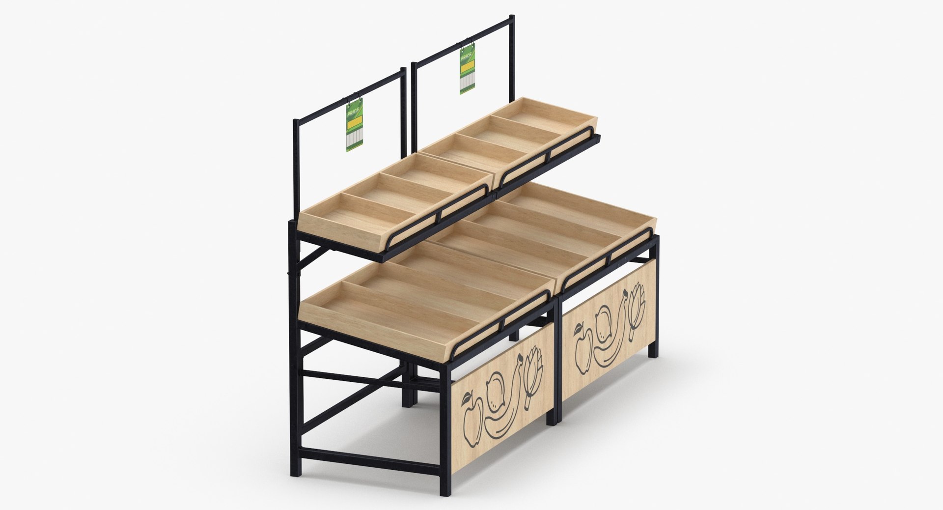 3D Wooden Fruit Veggies Display Model - TurboSquid 1553092