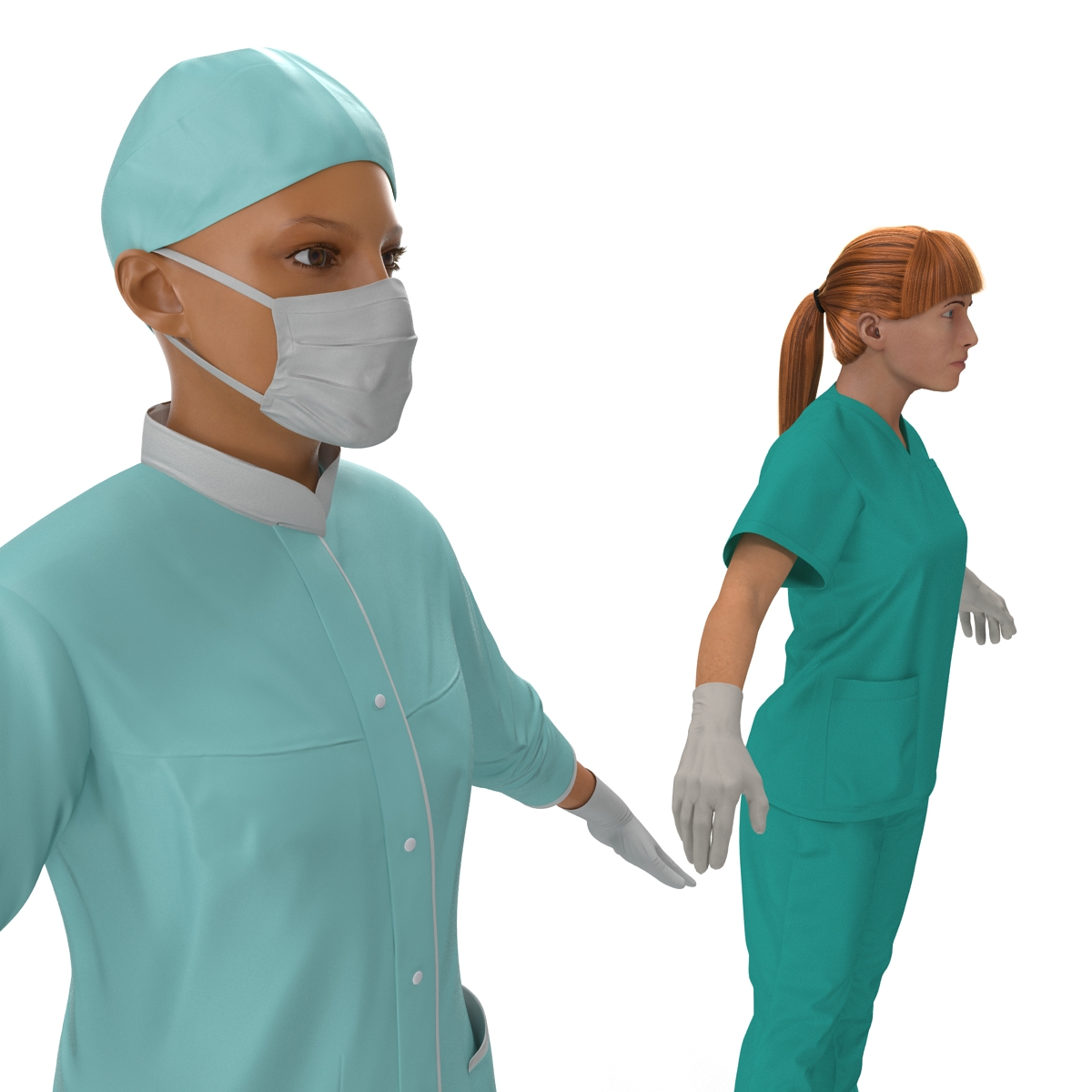 female doctors modeled surgeon 3d model