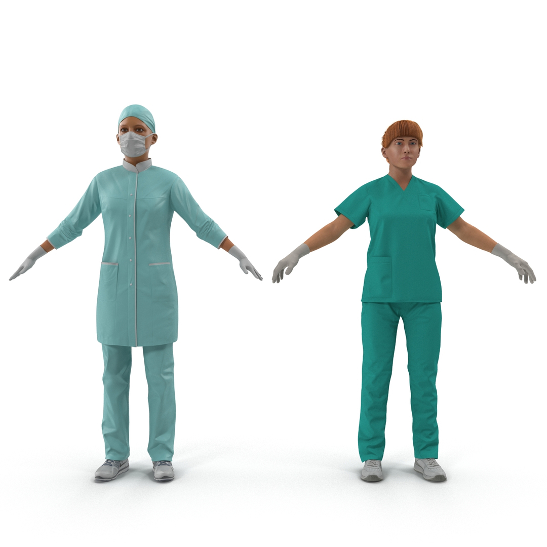 female doctors modeled surgeon 3d model