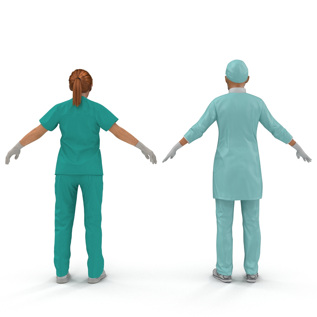 female doctors modeled surgeon 3d model