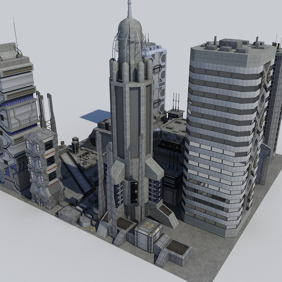 Science Fiction Futuristic Buildings Obj