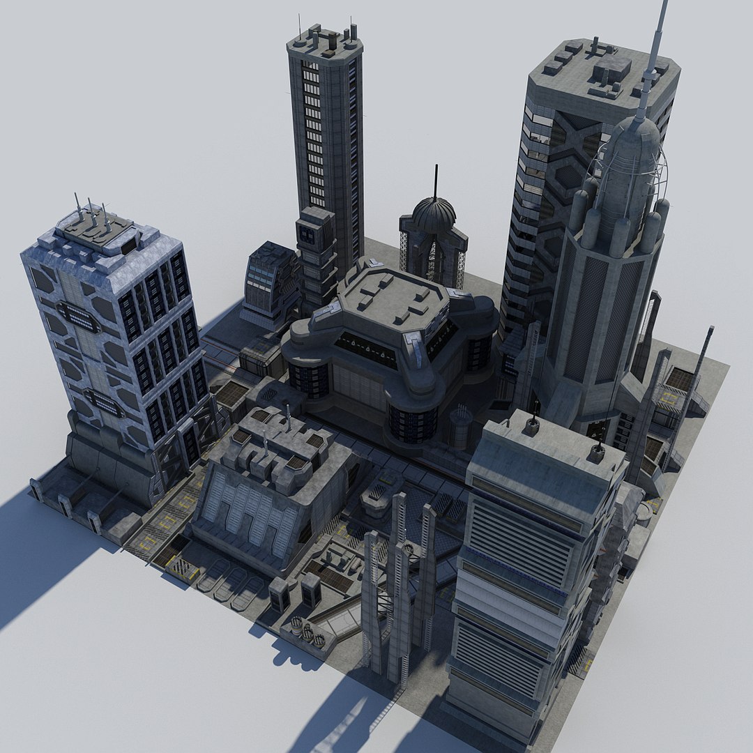 Science Fiction Futuristic Buildings Obj