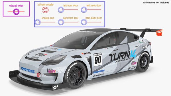 Tesla Model 3 Rennwagen manipuliert 3D-Modell - TurboSquid 2153051