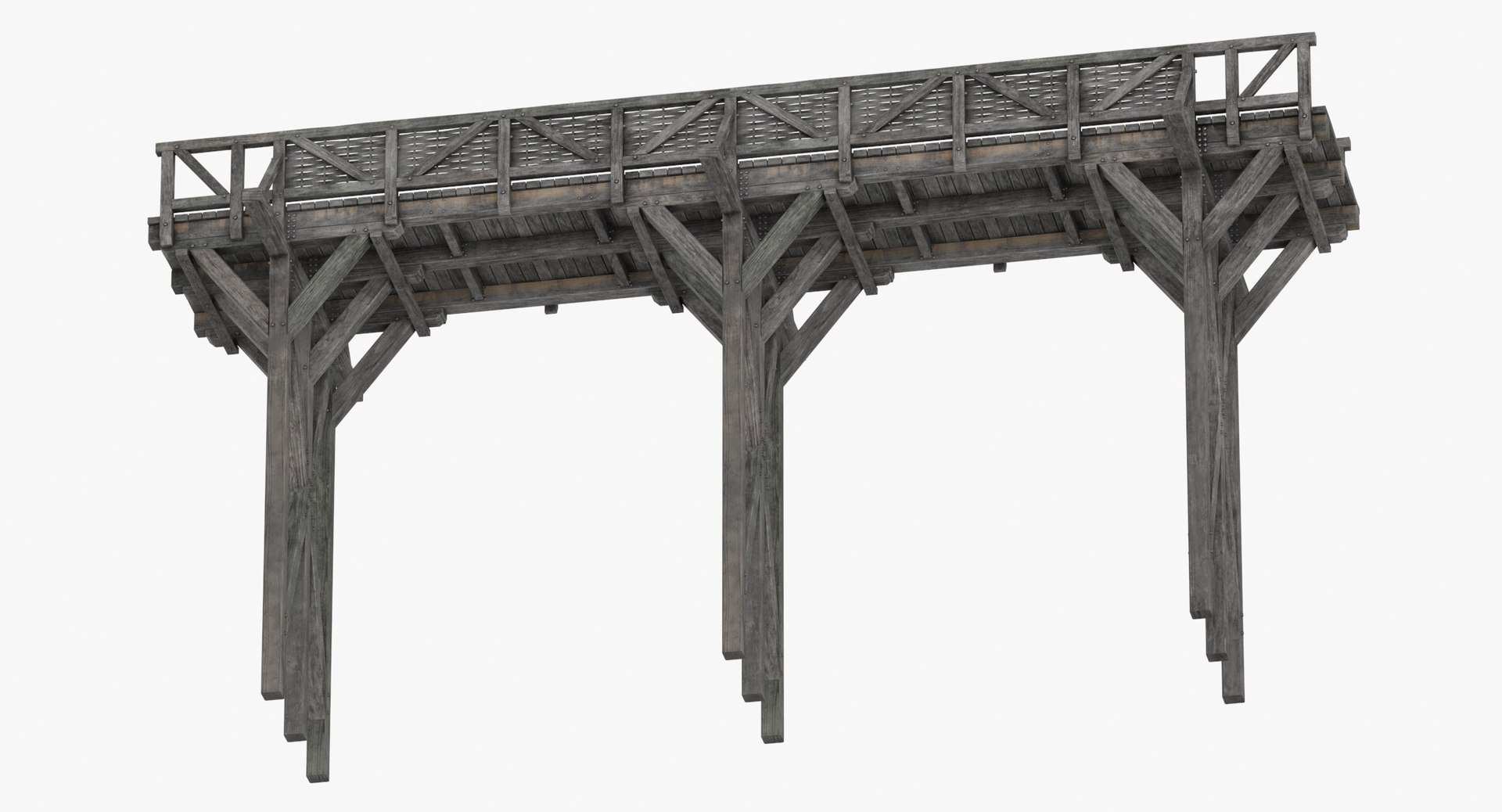 3D Medieval Wooden Bridge Tiled 2 Sections Model - TurboSquid 1824308