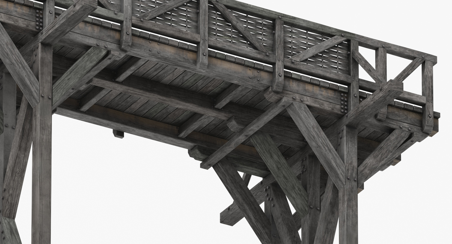 3D Medieval Wooden Bridge Tiled 2 Sections model - TurboSquid 1824308