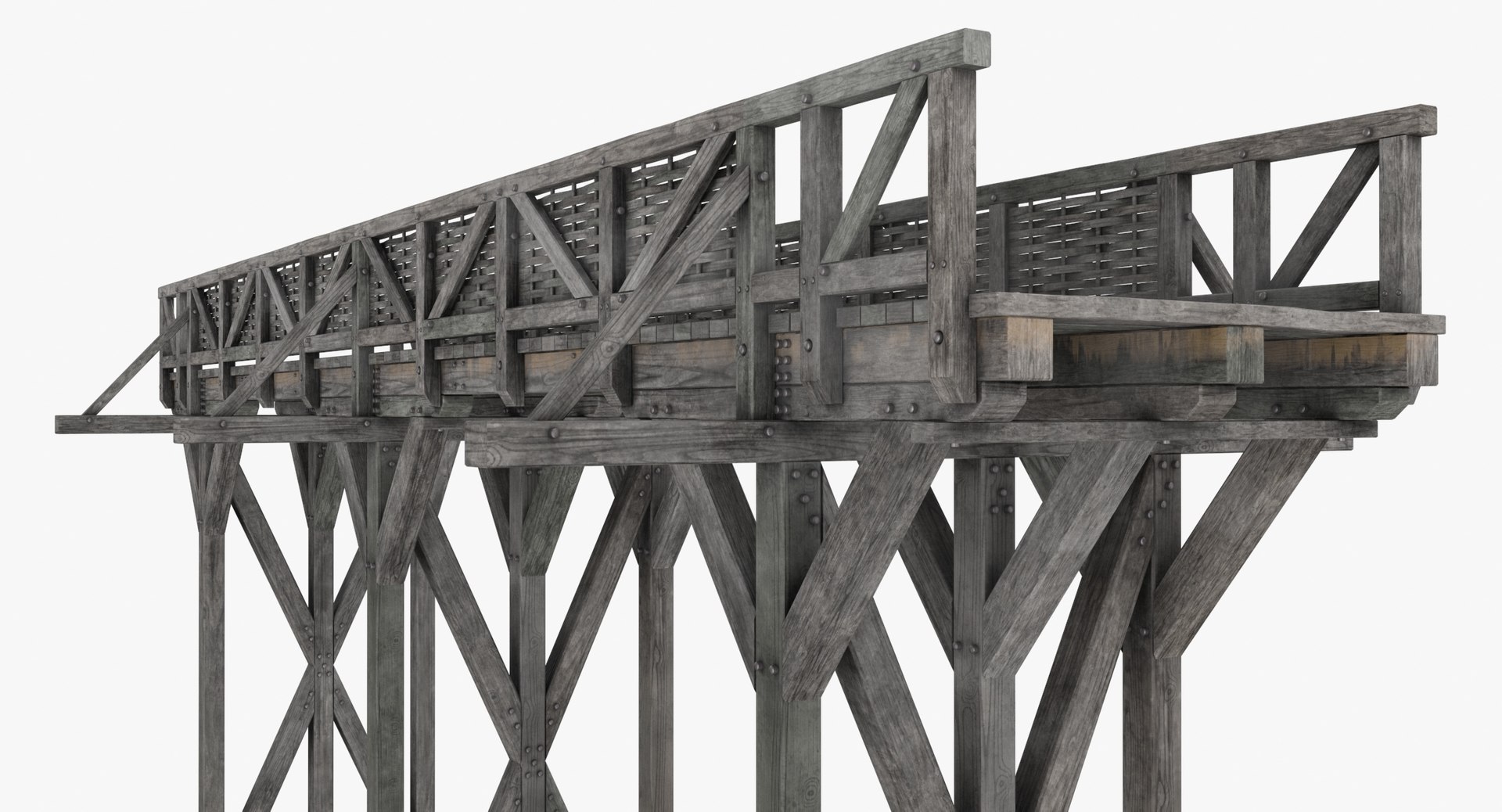 3D Medieval Wooden Bridge Tiled 2 Sections Model - TurboSquid 1824308