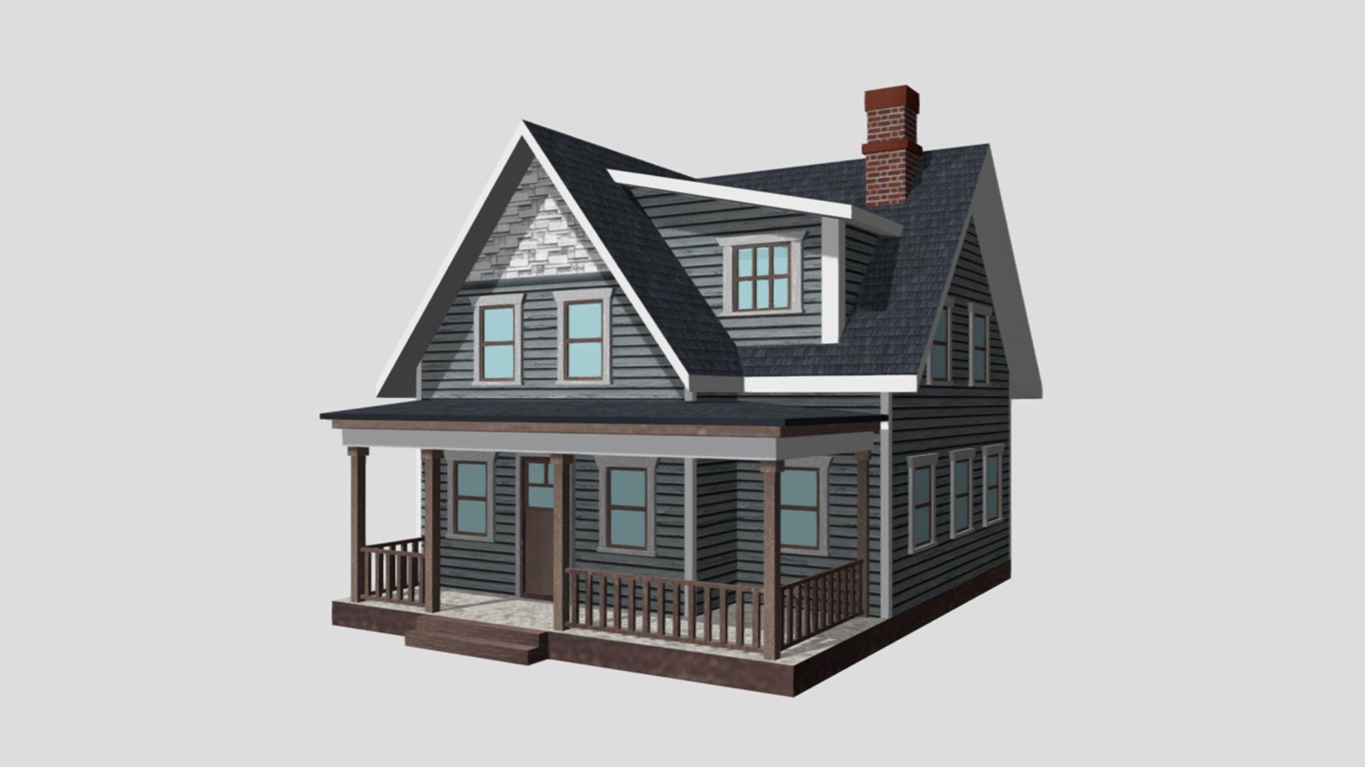 American Style Cottage - Town House Model 3D Model - TurboSquid 2181319
