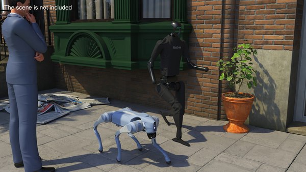 modelo 3d Robot humanoide Unitree H1 y perro robot en marcha ...