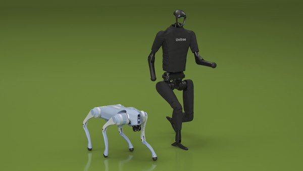 modelo 3d Robot humanoide Unitree H1 y perro robot en marcha ...