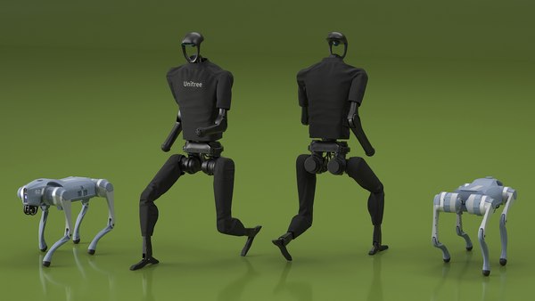 modelo 3d Robot humanoide Unitree H1 y perro robot en marcha ...