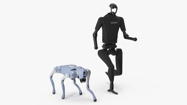 modelo 3d Robot humanoide Unitree H1 y perro robot en marcha ...