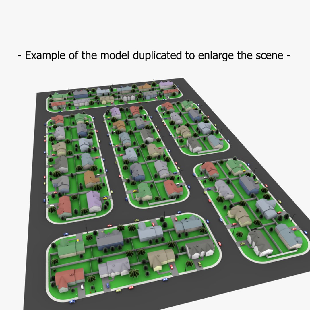 3d model neighborhood block segment