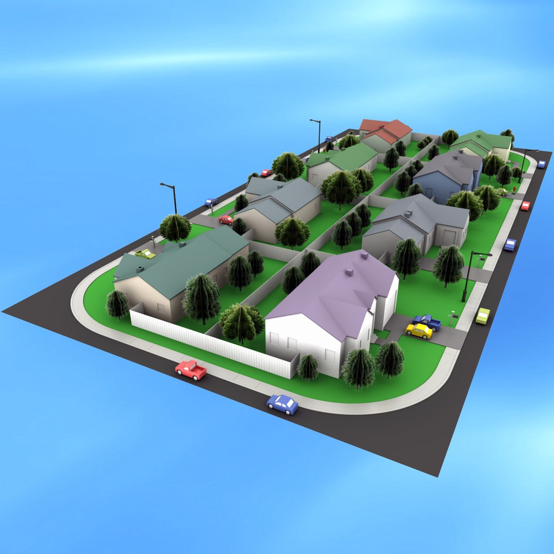 3d model neighborhood block segment