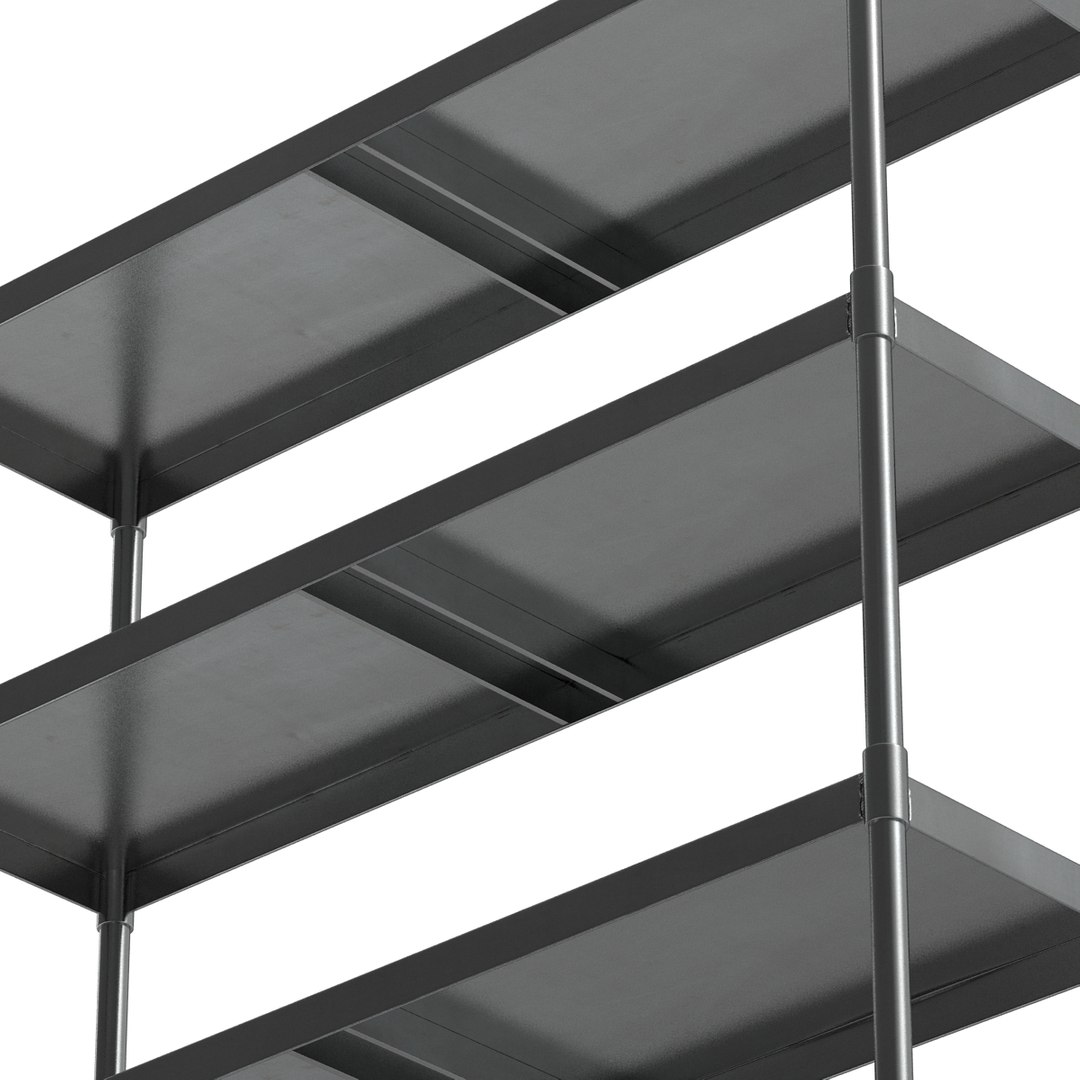 3d Model Standing Shelving Unit Stainless Steel