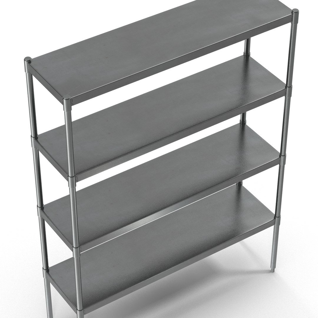 3d Model Standing Shelving Unit Stainless Steel