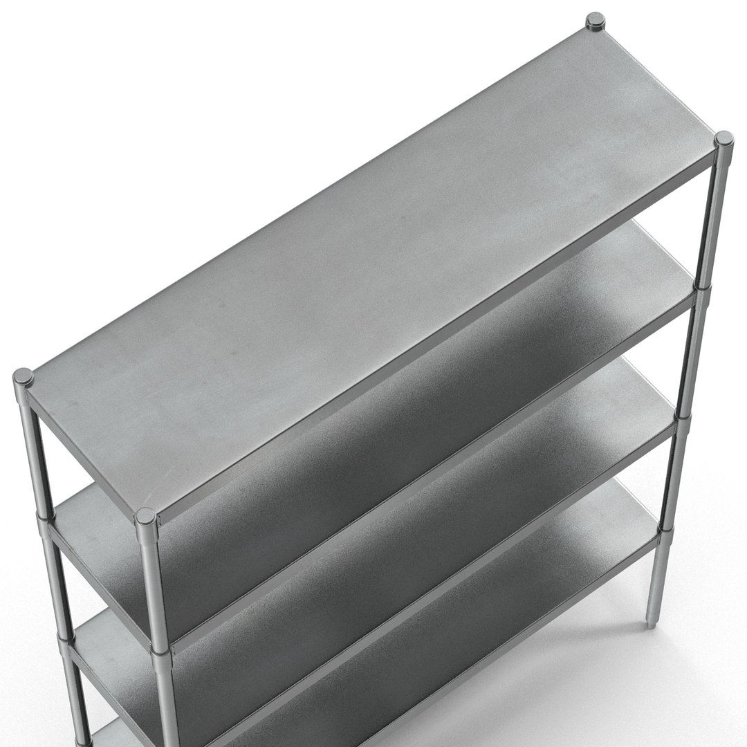 3d Model Standing Shelving Unit Stainless Steel