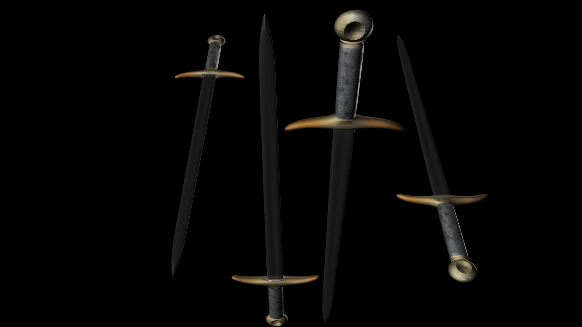 3d Model 14th Century Double-edged Sword Weapons
