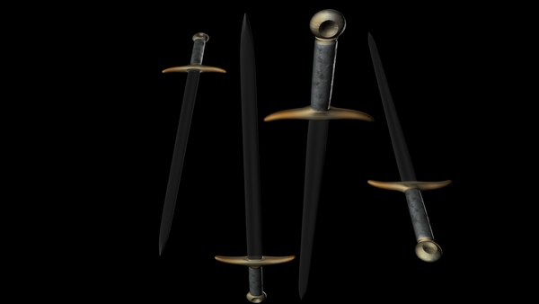 3d model 14th century double-edged sword weapons