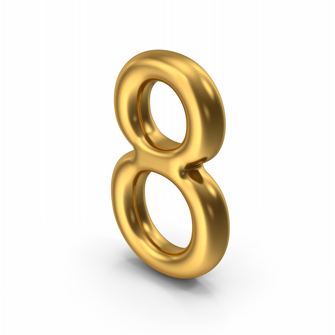 3D Number 8 Gold - TurboSquid 1866348