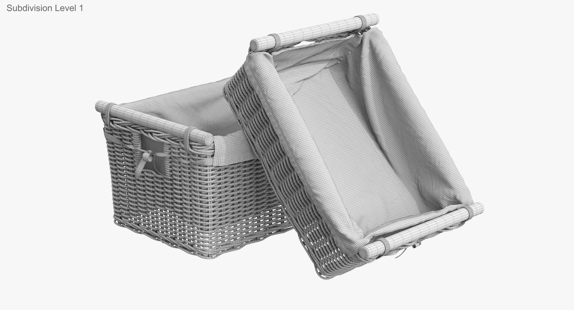 3d model wicker laundry basket rattan
