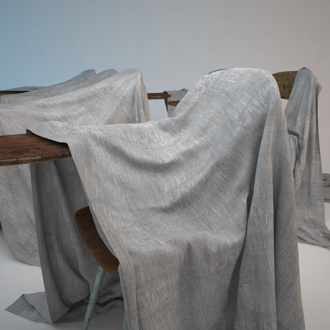 School chair covered sheet 3D model - TurboSquid 1155422