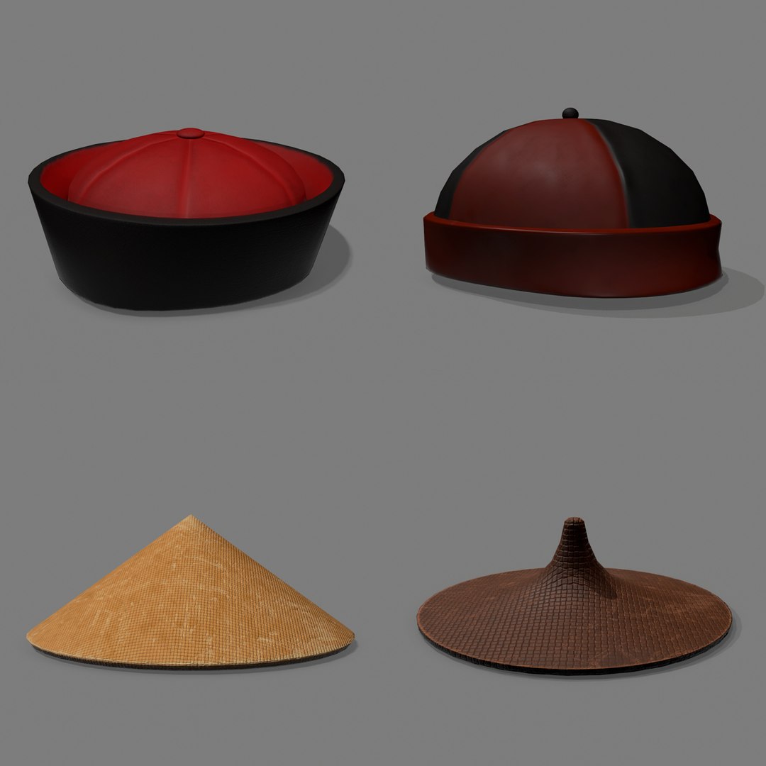 Chinese hats pack model - TurboSquid 1304570