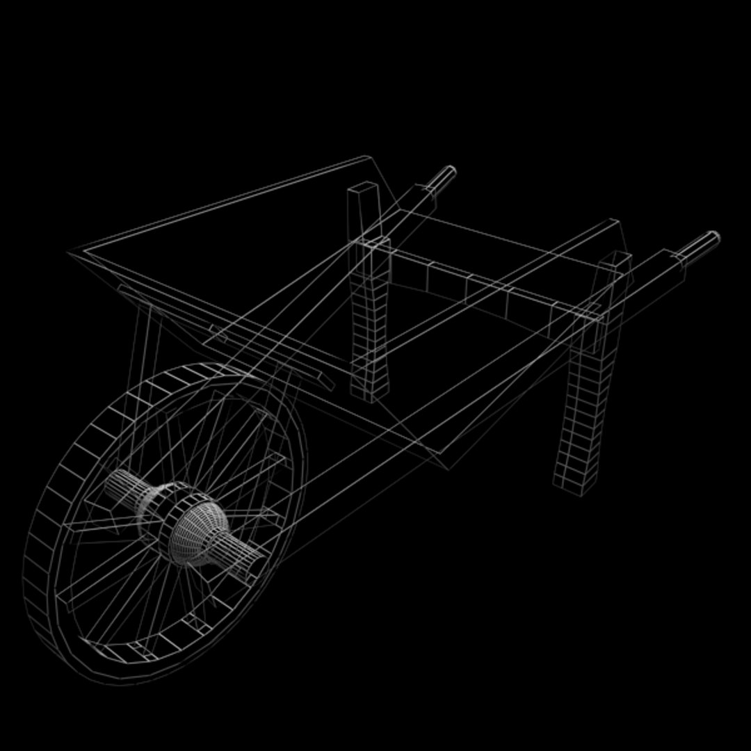 Wooden Wheelbarrow 3d Model