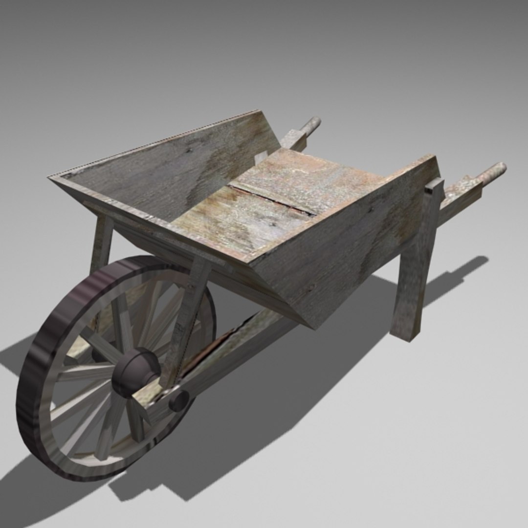 Wooden Wheelbarrow 3d Model
