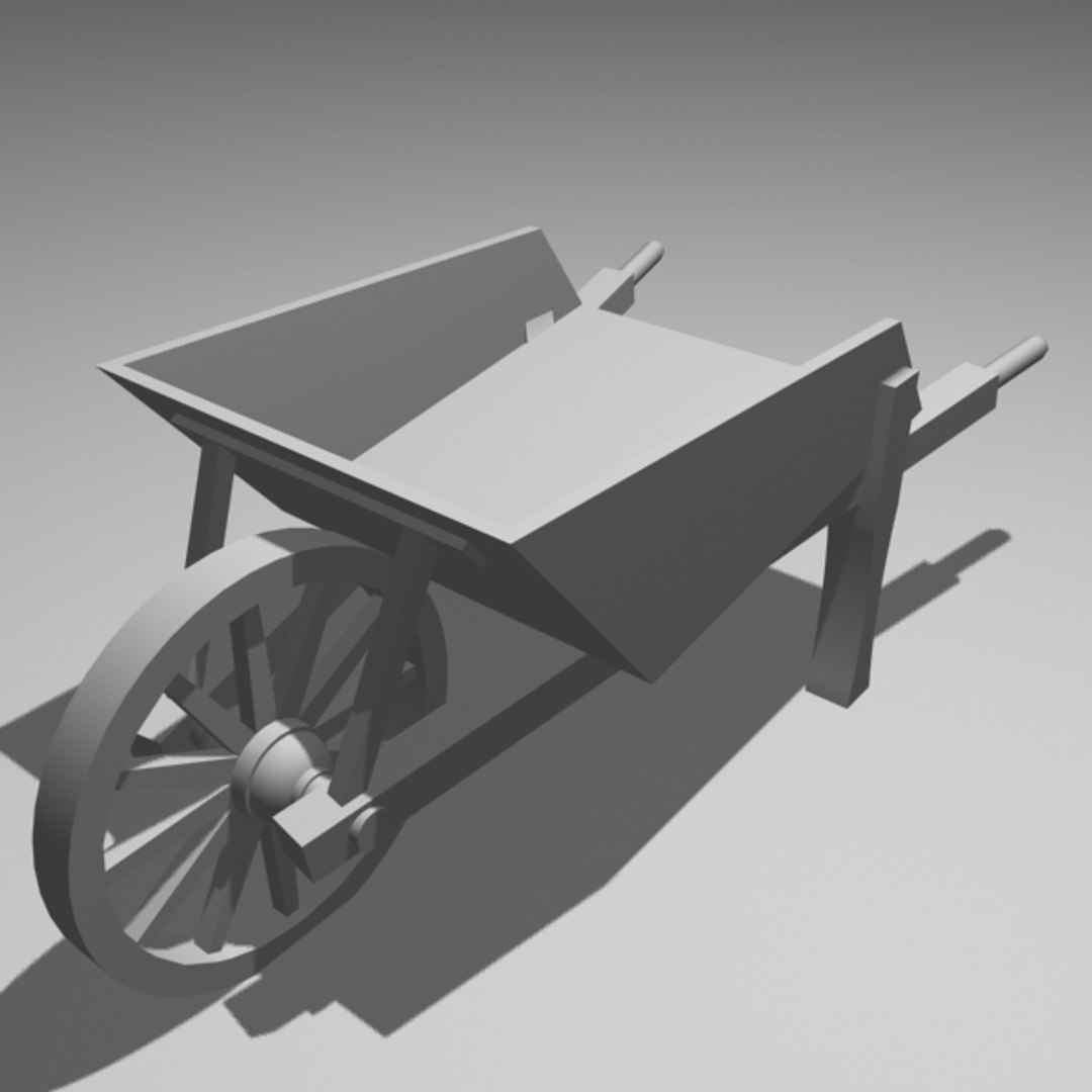 Wooden Wheelbarrow 3d Model