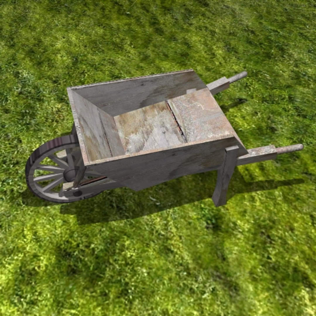 Wooden Wheelbarrow 3d Model