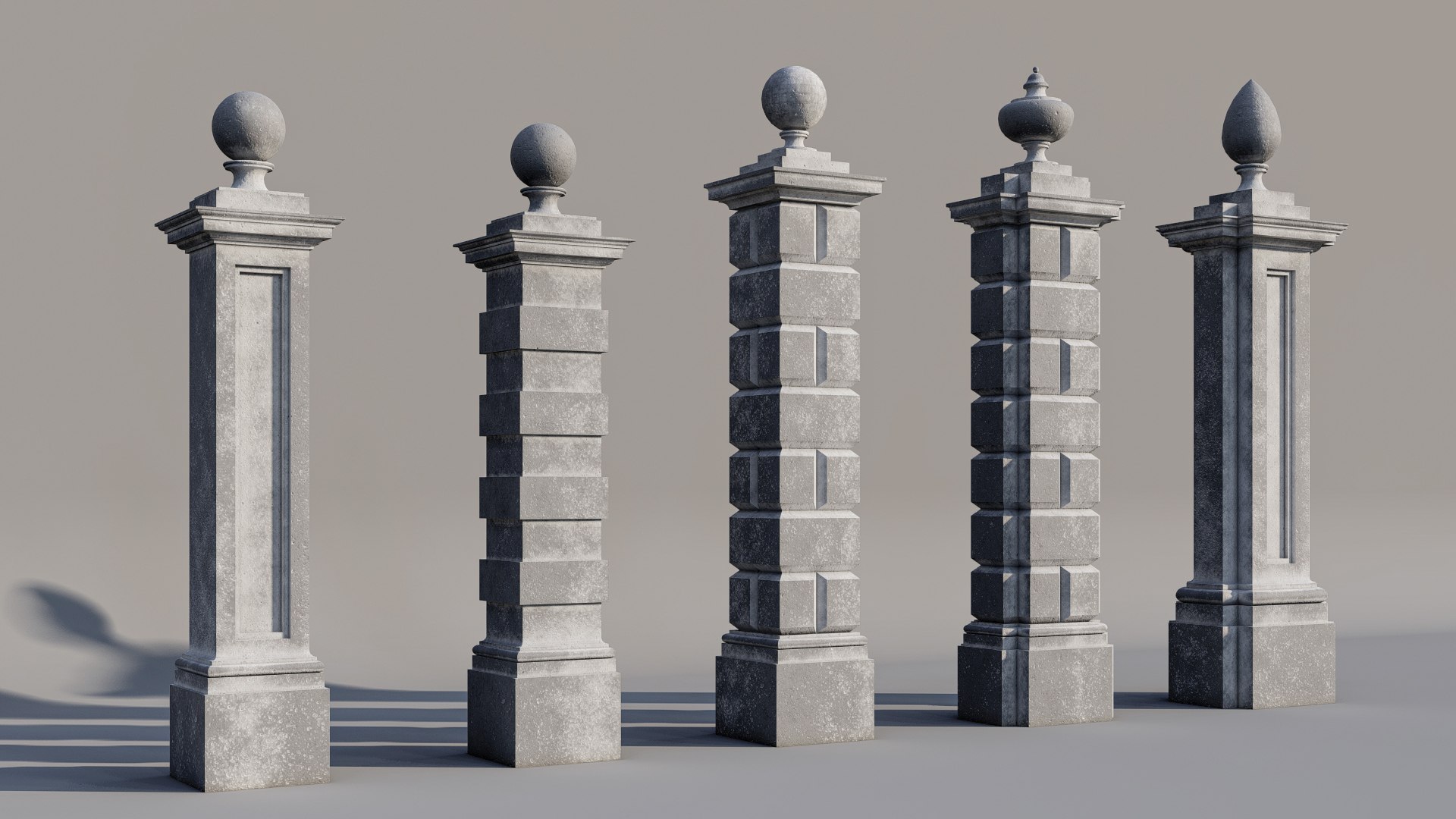 3D Set Classic Fence PIERS FOR GATES Model - TurboSquid 2093309