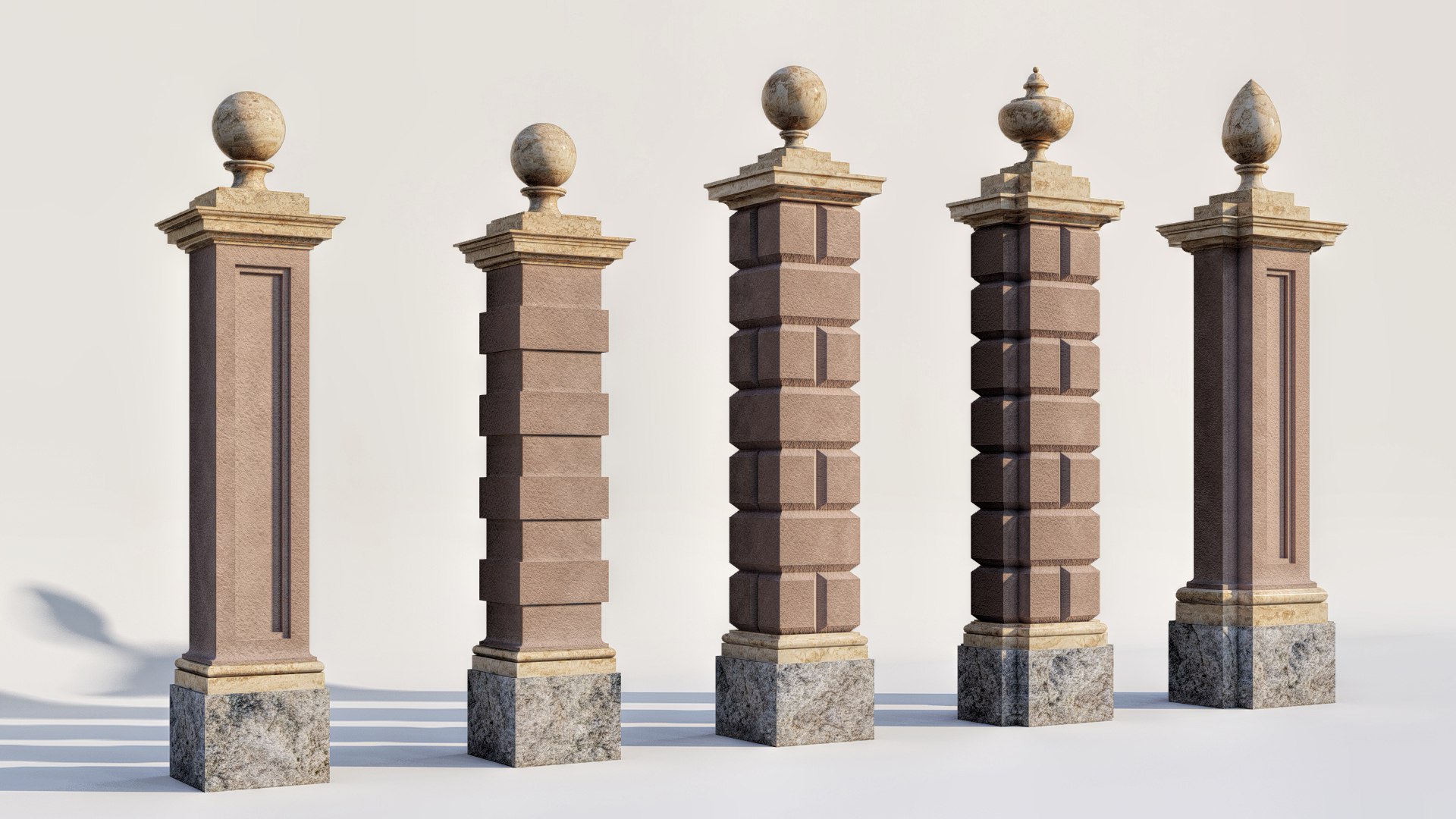 3D Set Classic Fence PIERS FOR GATES Model - TurboSquid 2093309