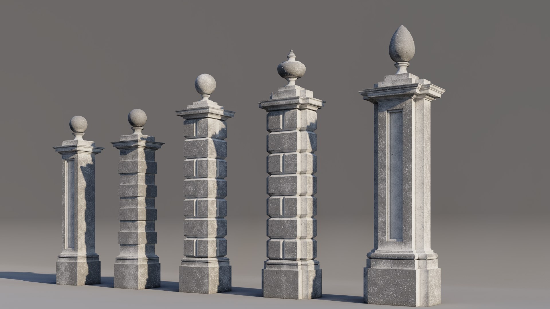 3D Set Classic Fence PIERS FOR GATES Model - TurboSquid 2093309