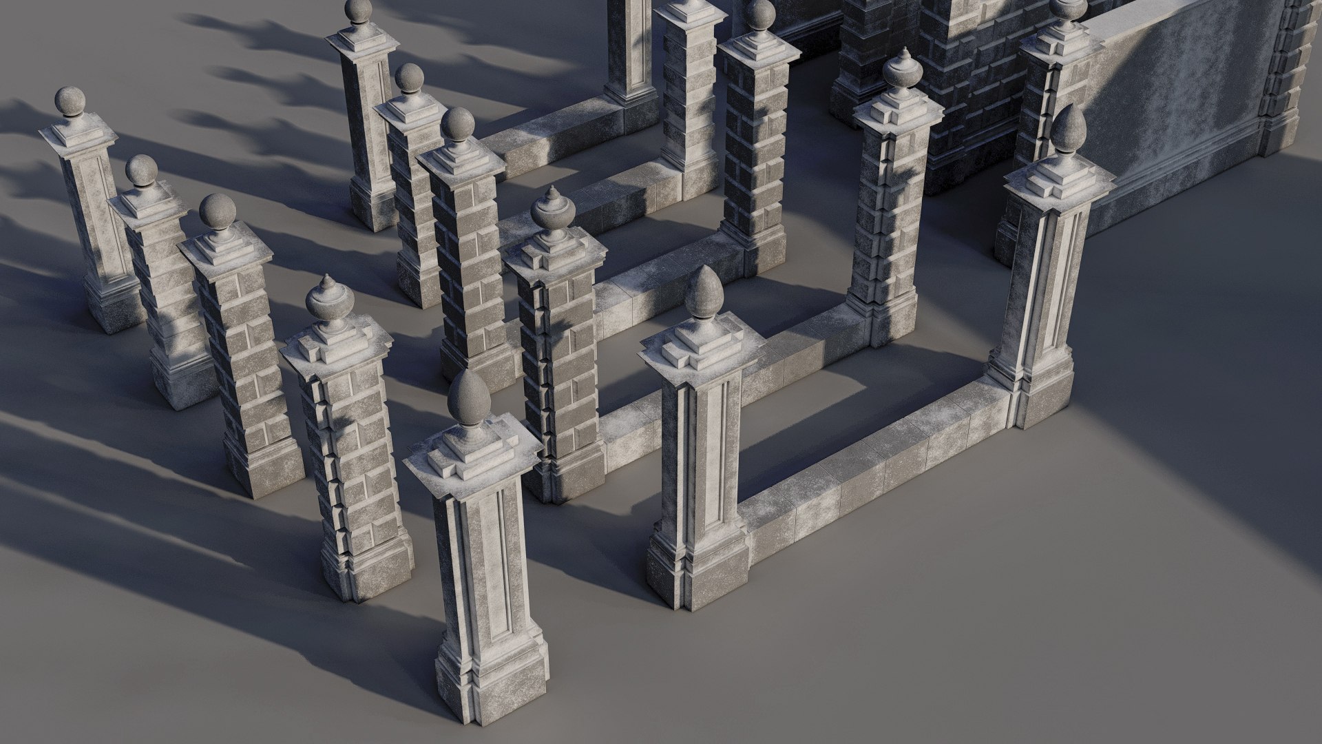 3D Set Classic Fence PIERS FOR GATES Model - TurboSquid 2093309