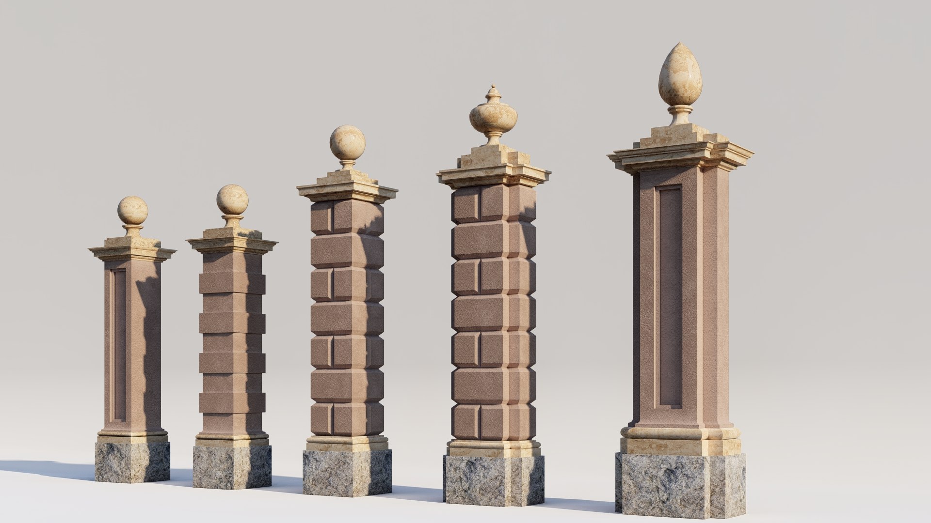 3D Set Classic Fence PIERS FOR GATES Model - TurboSquid 2093309