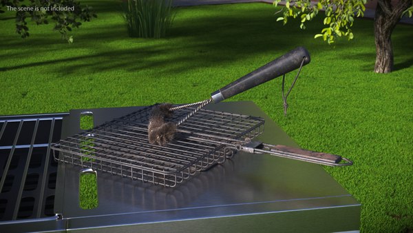 Schmutziger Grill mit Reinigungsbürste 3D-Modell - TurboSquid 2449838