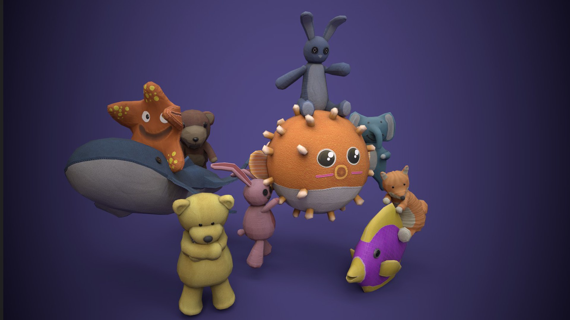 3D Set Of Soft Toys - TurboSquid 2167496