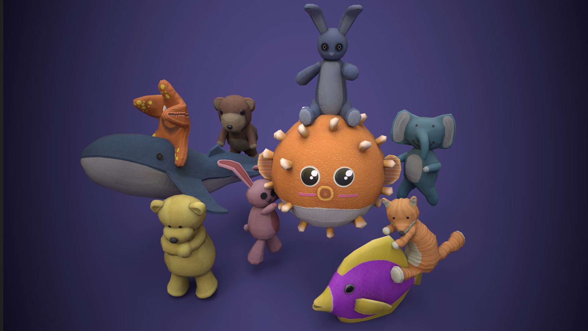 3D Set Of Soft Toys - TurboSquid 2167496