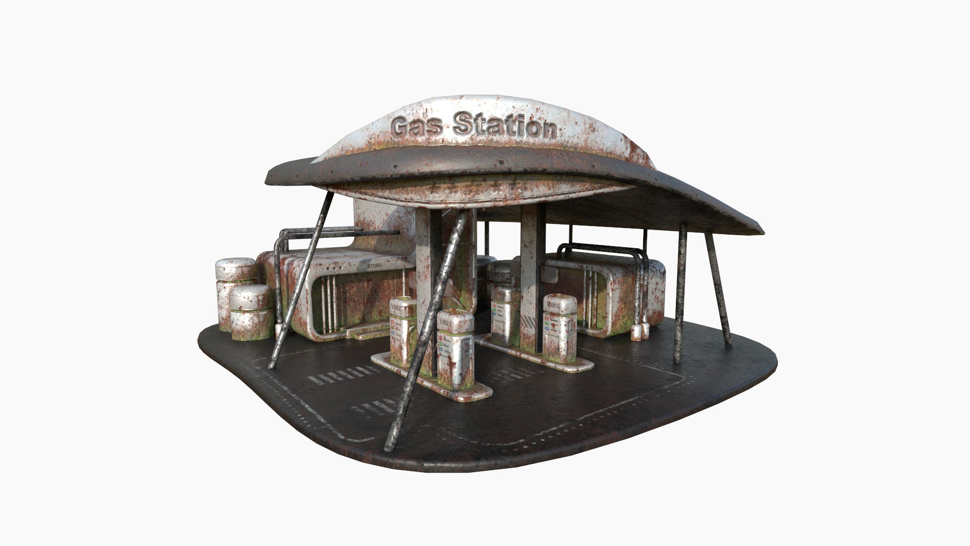 3D SciFi Gas Station A10 Abandoned - Sci Fi Exterior Design ...