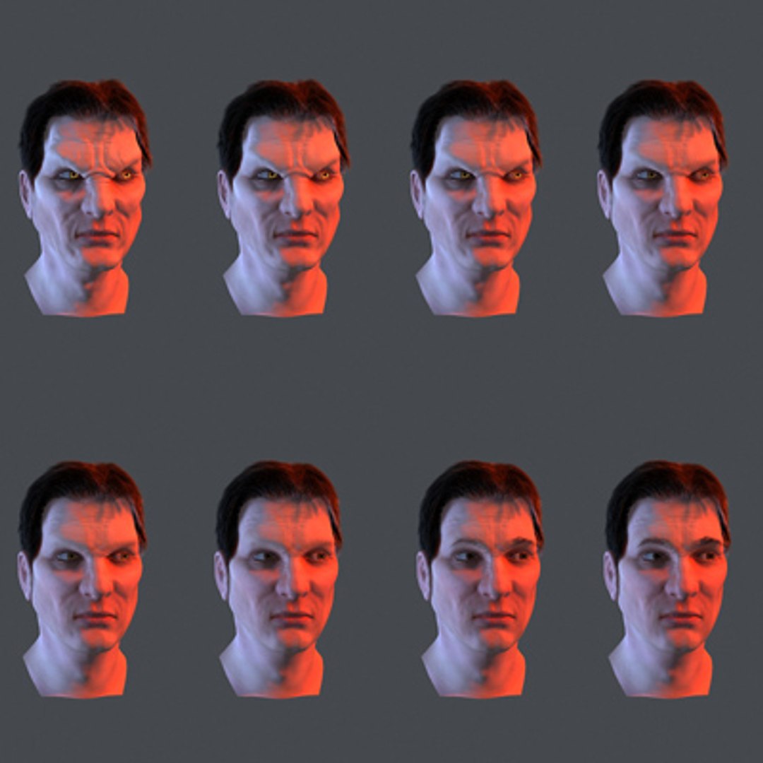 3d Realistic Vampire Human Head Model