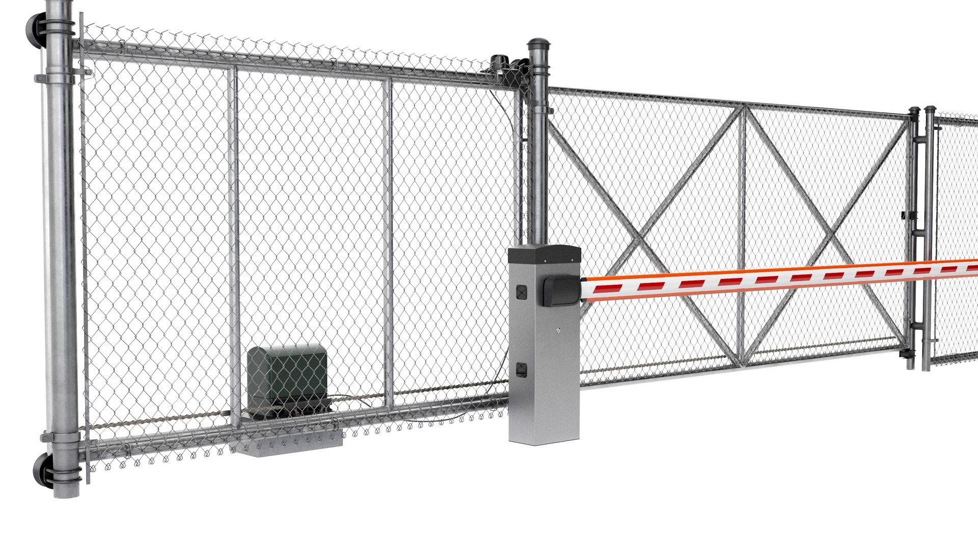 3D Fence With Automatic Gate Model - TurboSquid 2318828