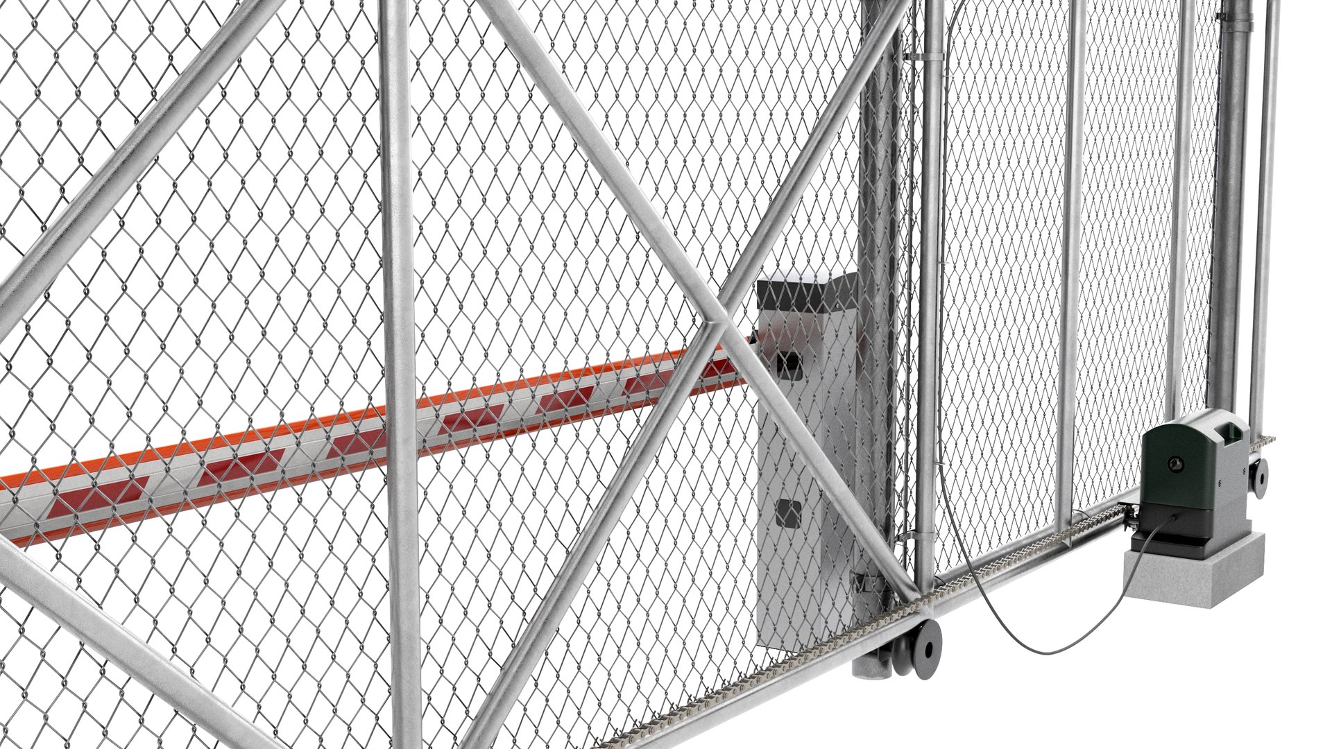 3D Fence With Automatic Gate Model - TurboSquid 2318828